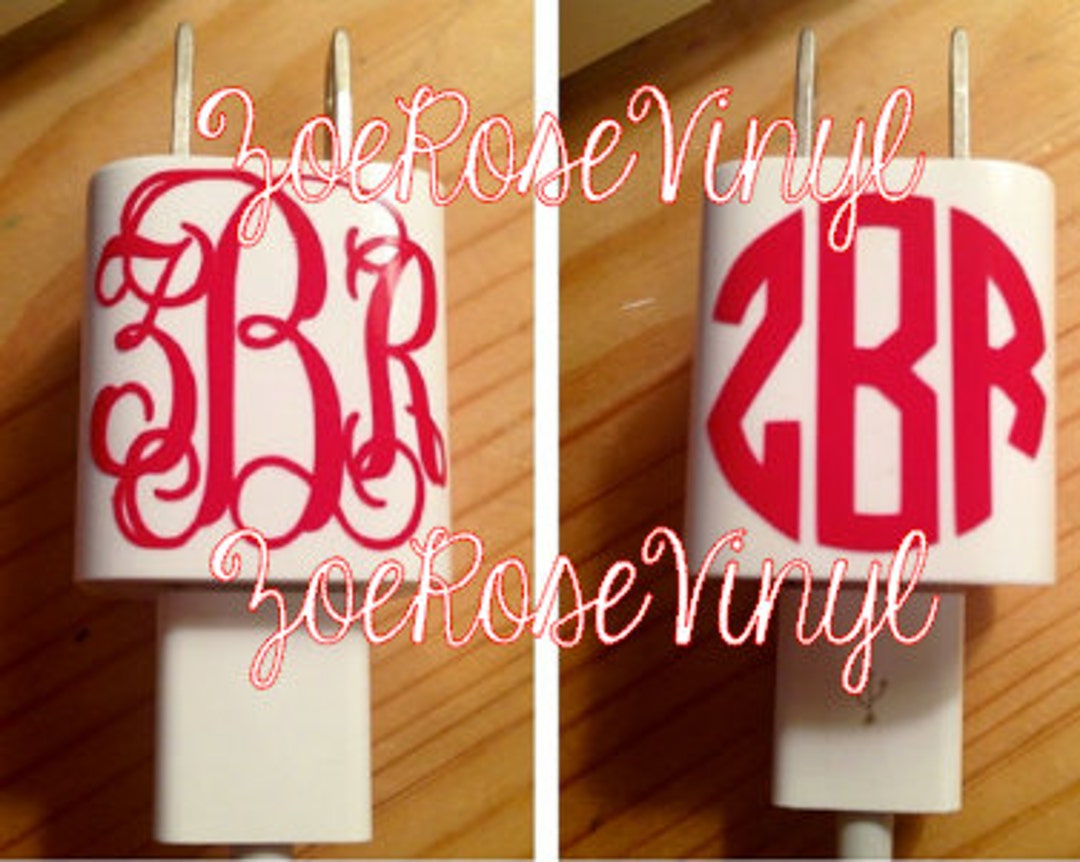 1" iPhone Charger Monogram (interlocking or Circle) - Etsy