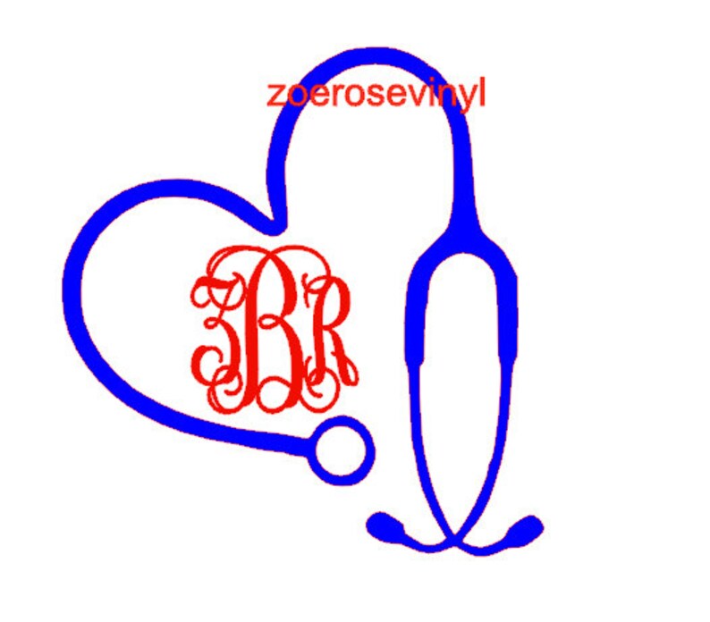 Nurse Heart Stethoscope Monogram Vinyl Decal - Etsy