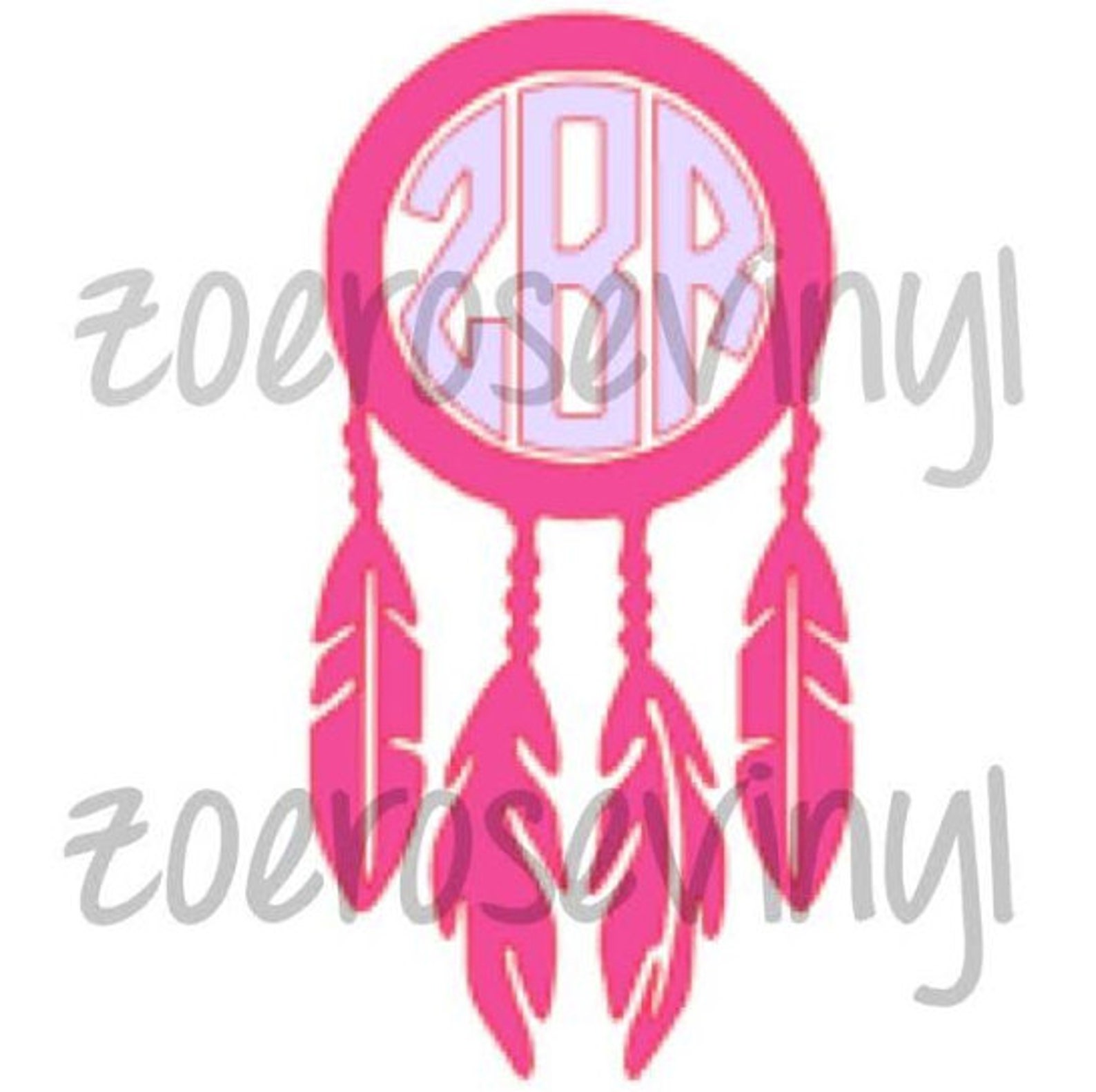 Dream Catcher Feather Monogram Vinyl Decal (any Colors!) - Etsy