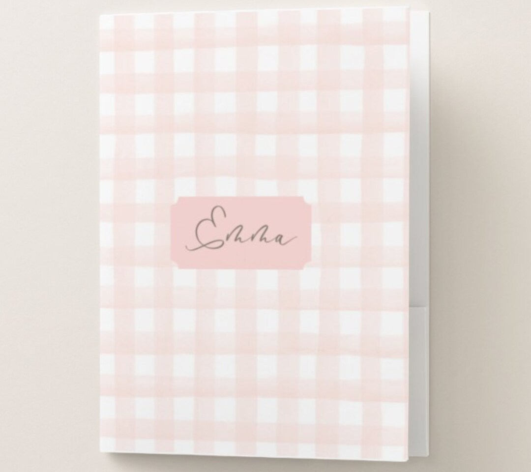 Pink Gingham Kids Folder, Preschool Kids Folder, Preschool Supplies ...