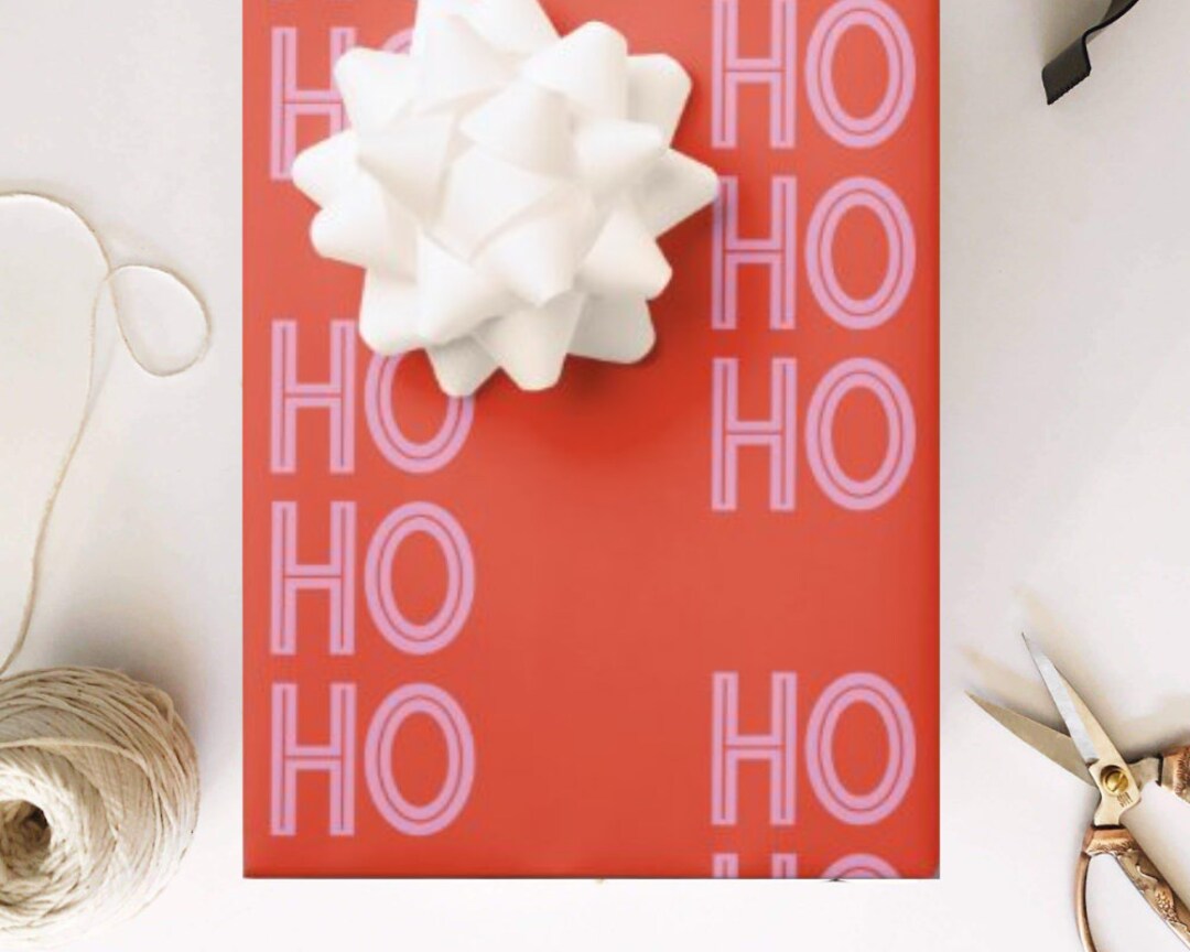 Ho Ho Ho Wrapping Paper, Santa Wrapping Paper, Bright Wrapping Paper ...