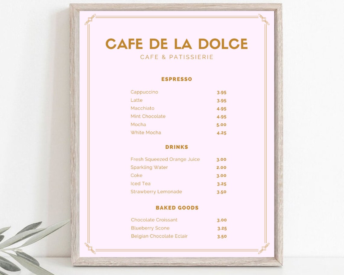 PRINT FROM HOME French Bakery Wall Menu Print Set Pretend Play Kitchen ...