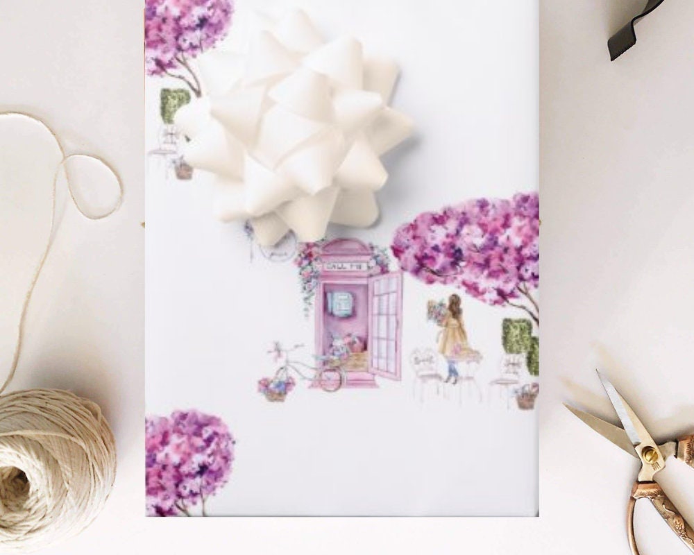 Paris Wrapping Paper, Birthday Party Wrapping, Gift, Friend Birthday ...