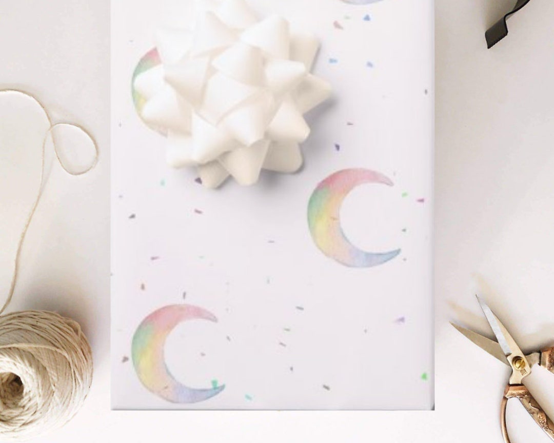 Moon Wrapping Paper, Moon and Stars, Confetti Wrapping Paper, Moon Wall ...