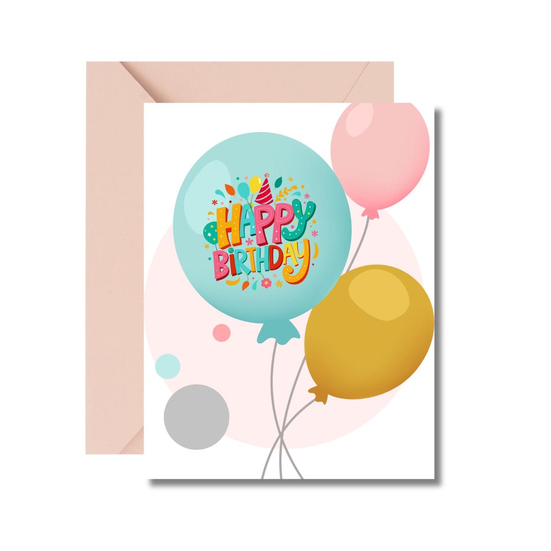 Birthday Card | Happy Birthday Balloons | GC-BIR014 - Etsy