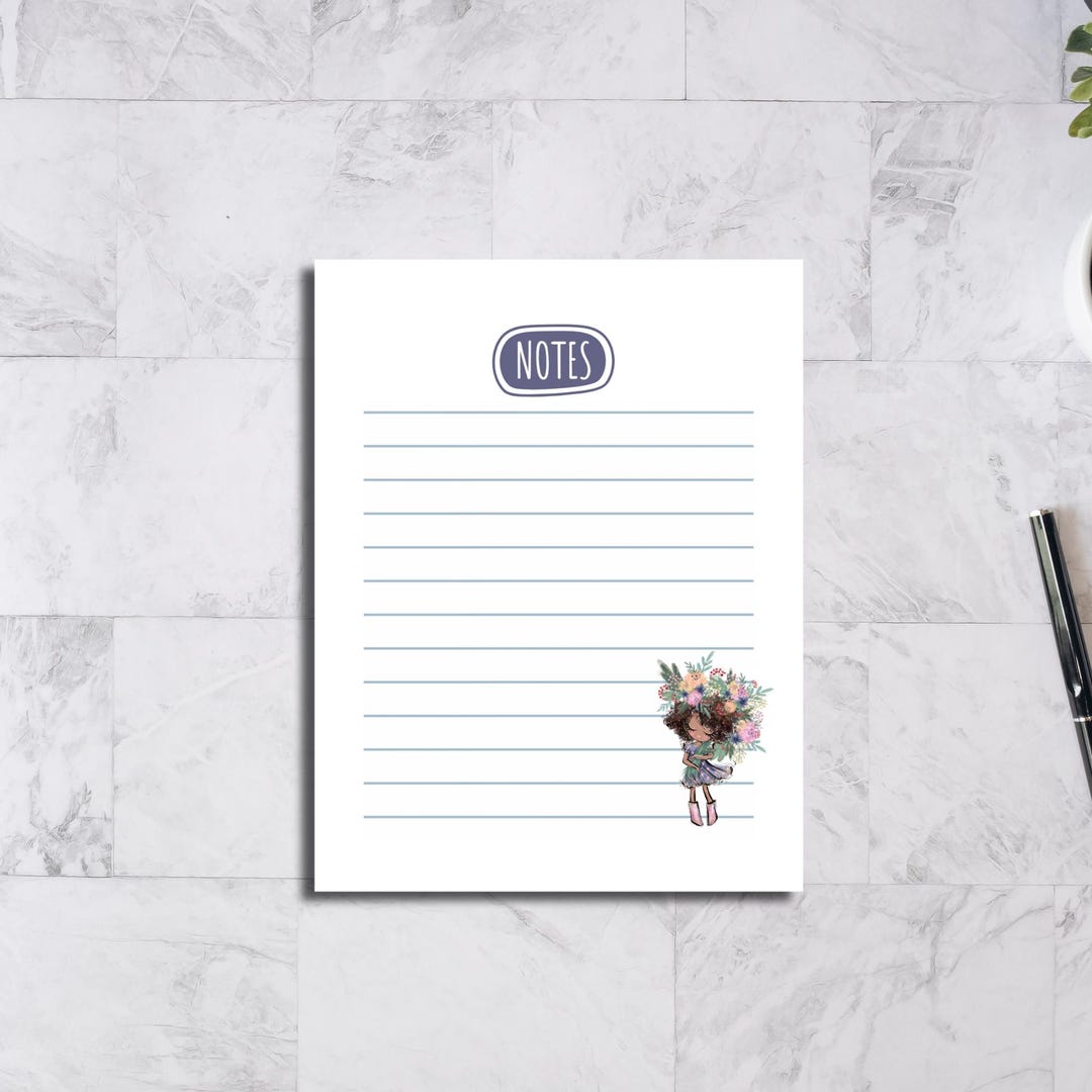 BLOOM Notepad, Cute Notepad, Black Girl, Flower Girl, Fall Notepad ...