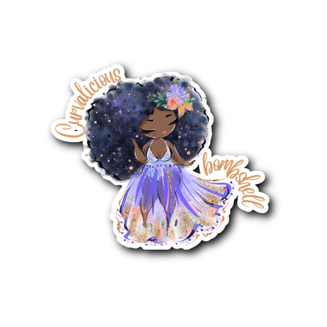 Curvy Girl Sticker, Black Girl Sticker, Purple Sticker, Bombshell ...