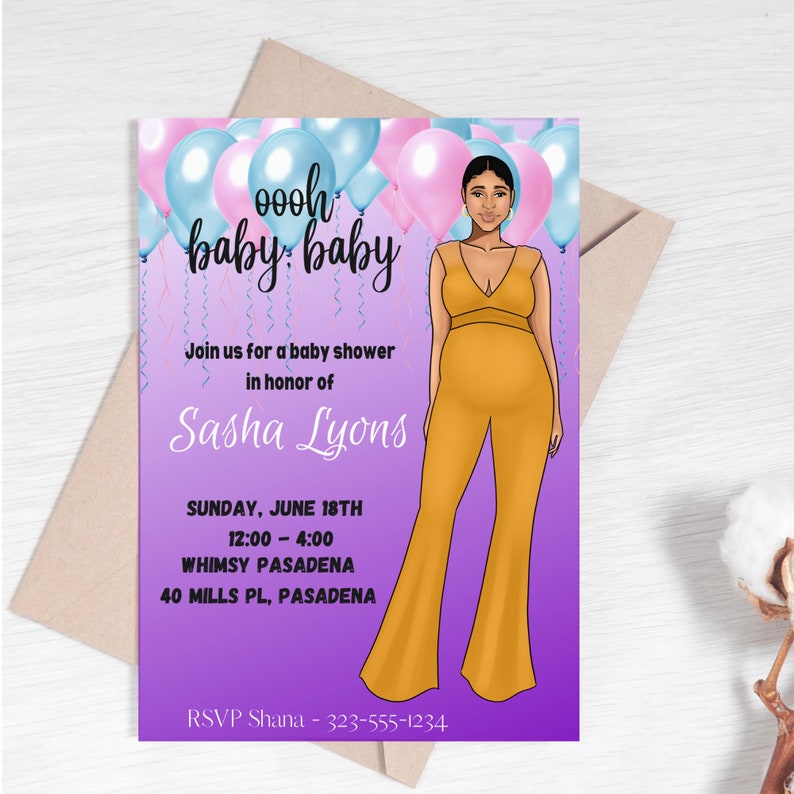 Editable Invitation Baby Shower Black Woman Babies New | Etsy