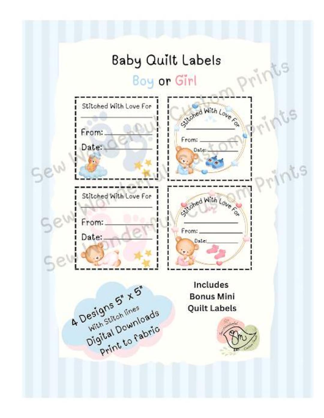 Quilt Labels, Printable, Baby Pastel Colors (PDF/JPEG) - Etsy