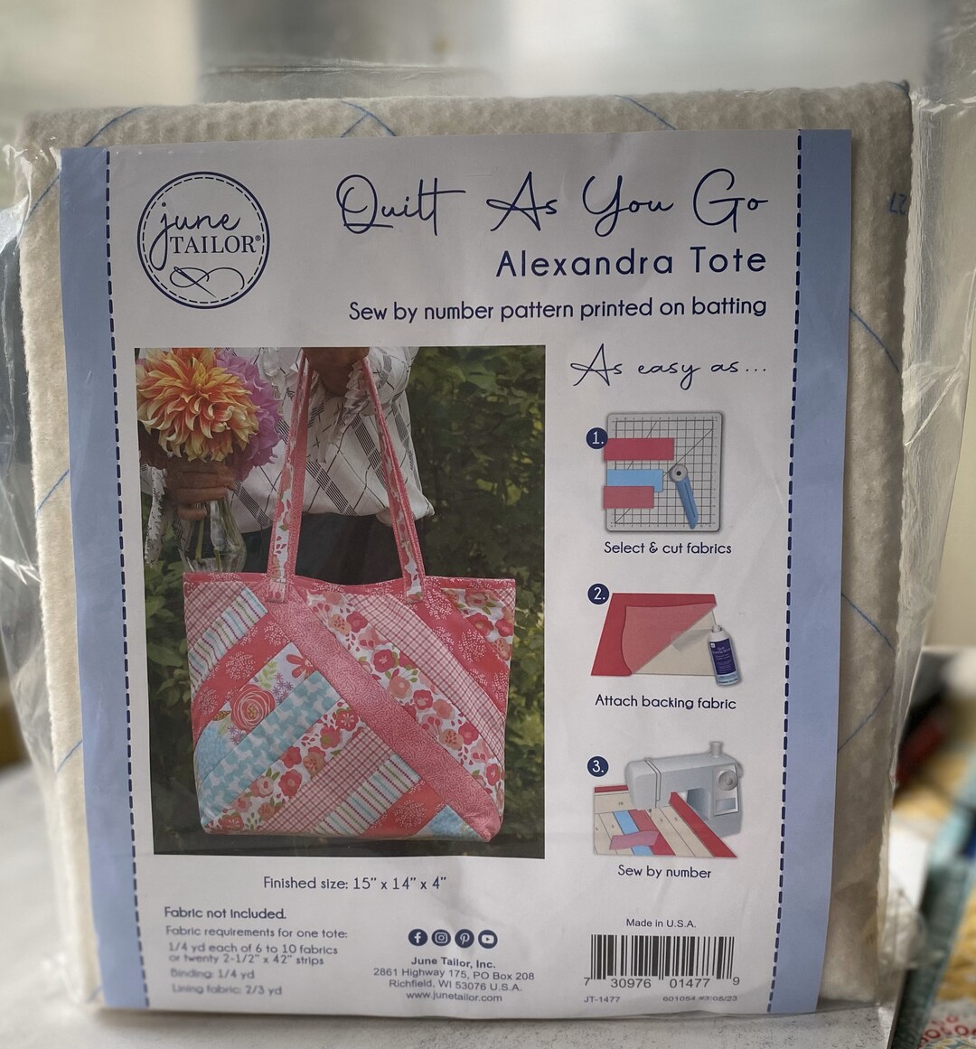 Quilt as You Go Tote Bag Alexandra Design_sew by Number Pattern Printed ...