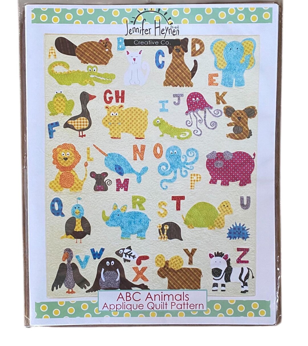 Applique Quilt Pattern, ABC Animals by Jennifer Heynen - Etsy