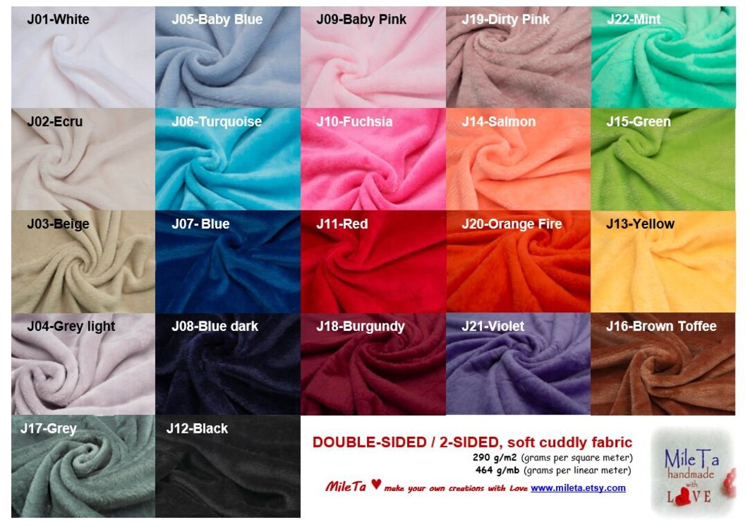 New Colors DOUBLE-SIDED Fleece Soft Cuddly Fabric. 22 Colors to Your ...