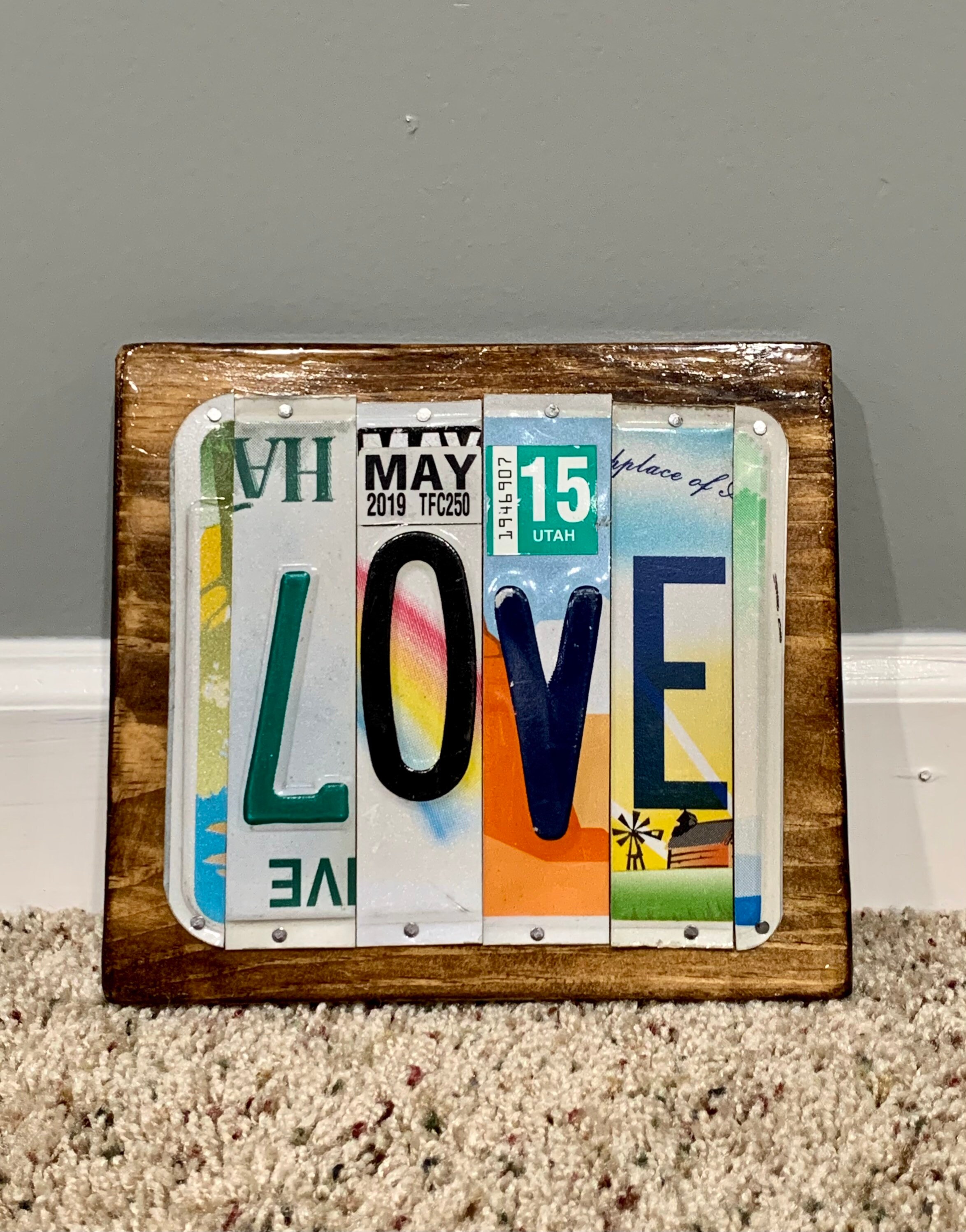 Love License Plate Sign License Plate Sign Wood Plaque Home | Etsy