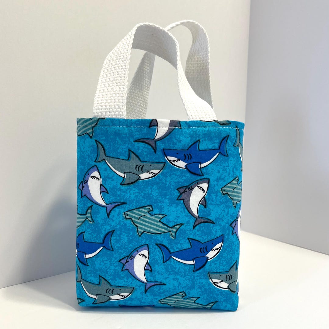 Sharks Mini Tote Bag, Reusable Gift Bag, Gift for Kids, Treat Bag ...