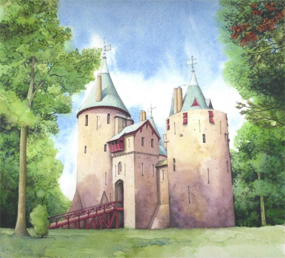 Painting of Castell Coch Cardiff | Original Watercolour Castle | Castle ...