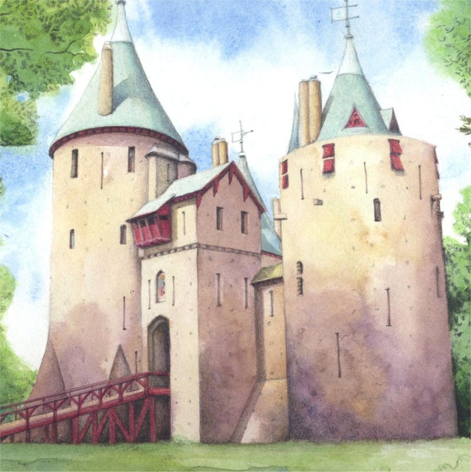 Painting of Castell coch Cardiff Original watercolour castle | Etsy