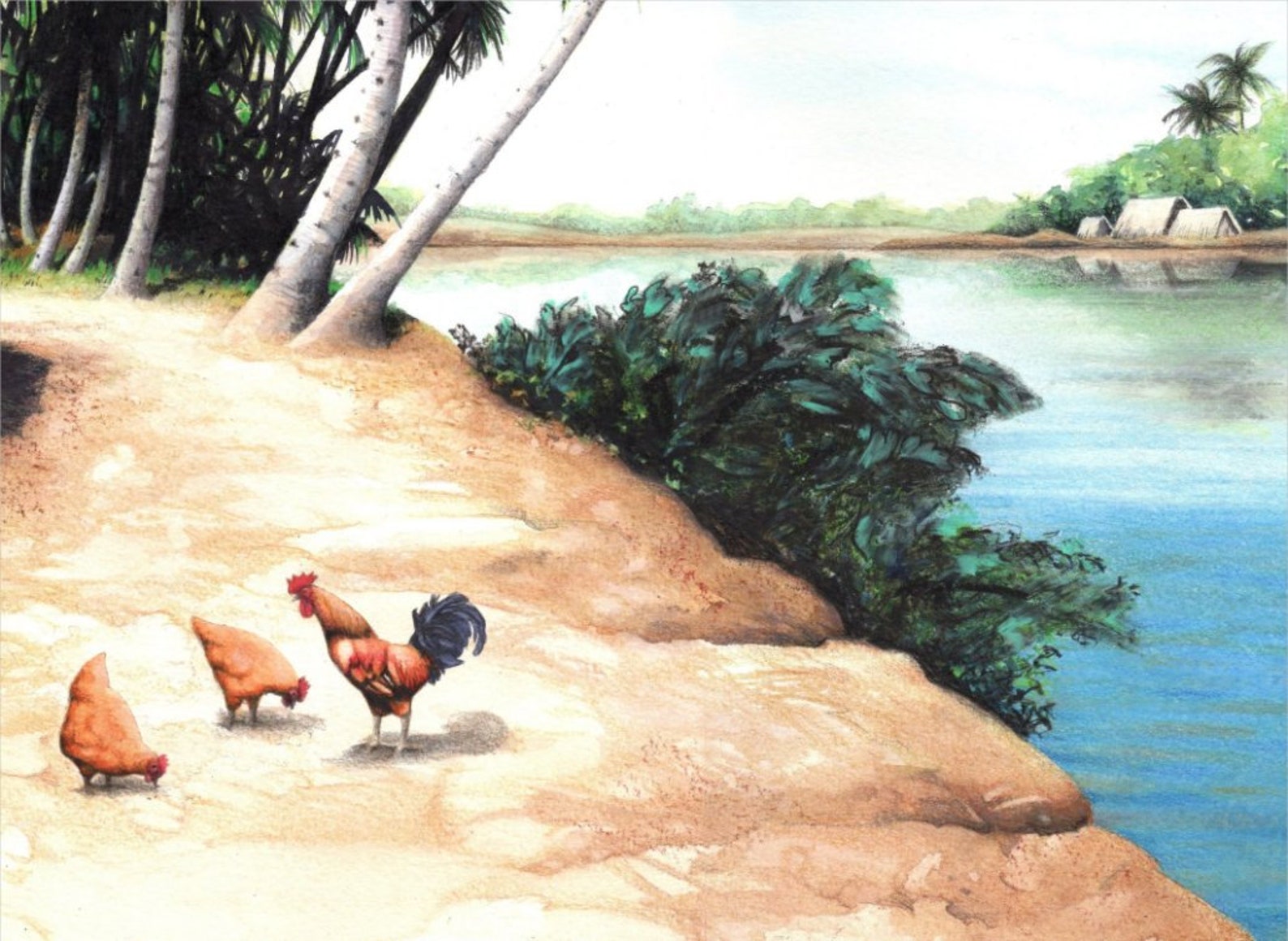 Goa Landscape | Original Watercolour | House on the Sal River | 19" X ...