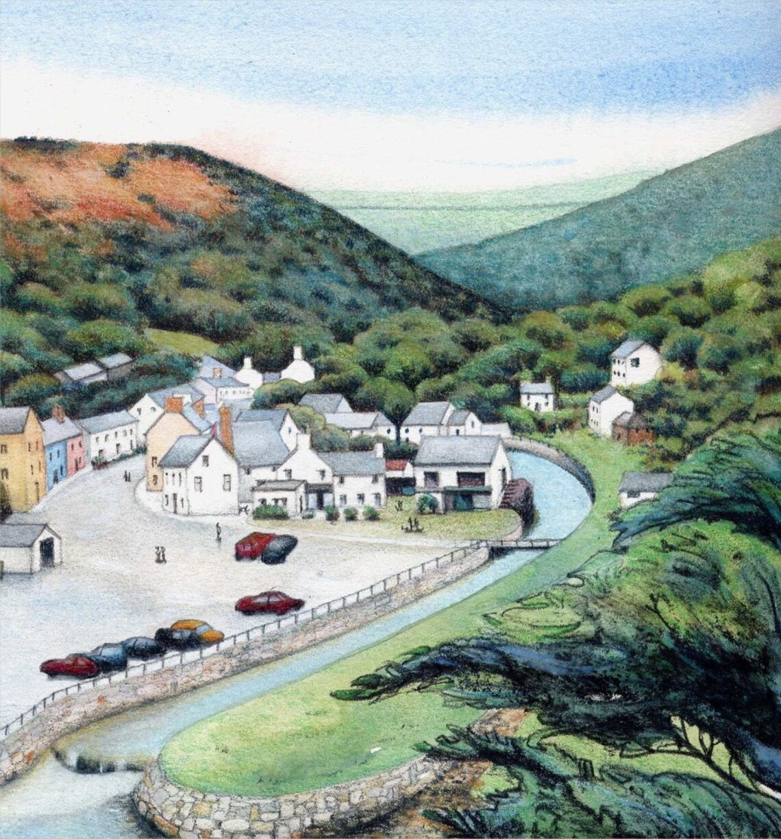 Solva Harbour Archival Print | Pembrokeshire Painting | 7" X 7" | Welsh ...