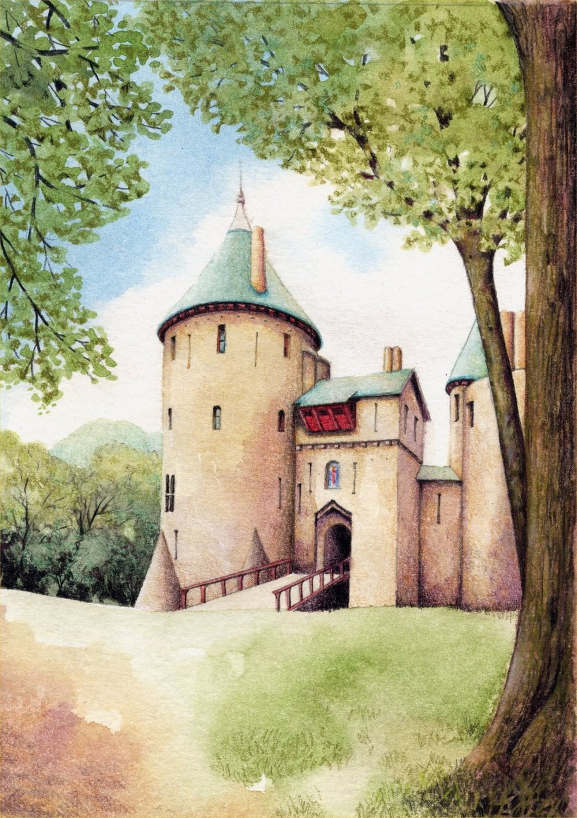 Original Painting of Castell Coch Watercolour of Welsh Landscape ...