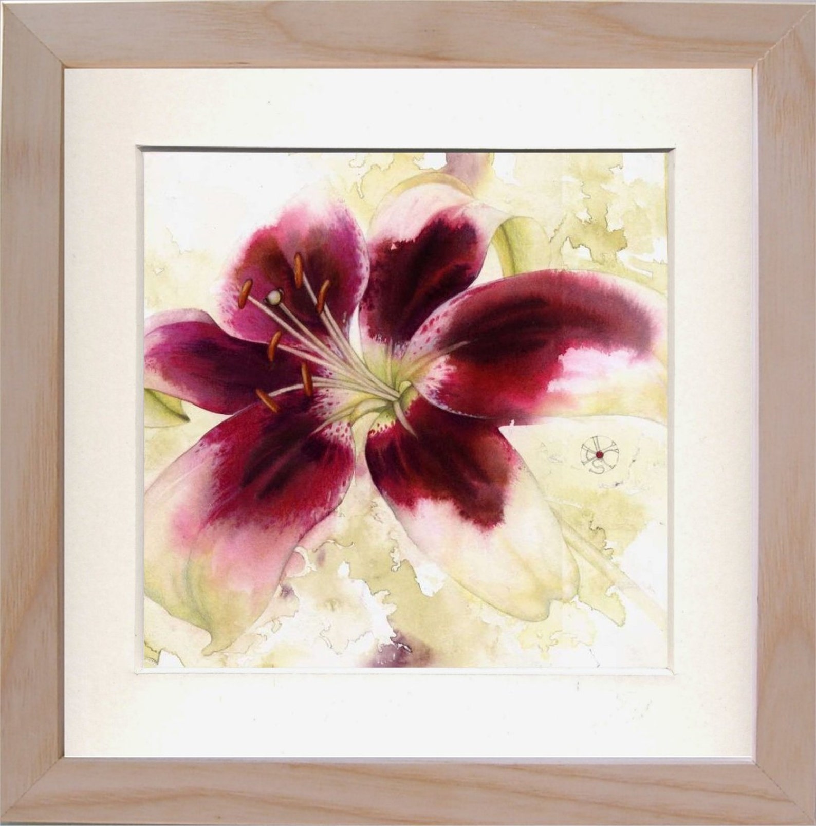 Red Lily Watercolour Painting | 7" X 7" | Archival Print | Flower Print ...