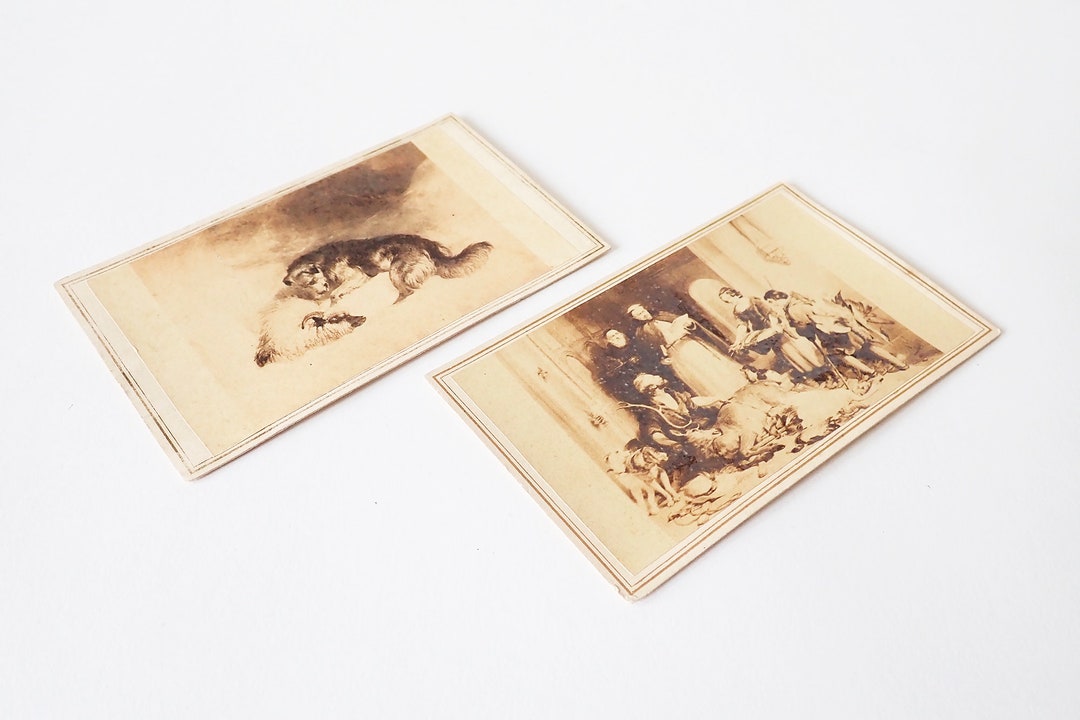 1800s Small Sepia-tone "the Rescued" and "bolton Abbey in the Olden ...