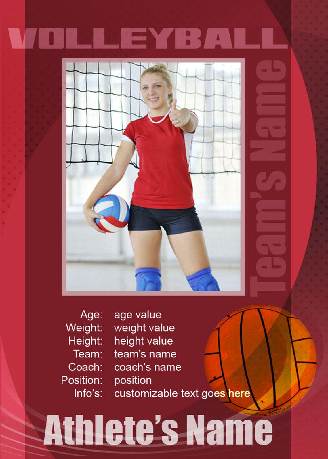 Volleyball Impact Cards Templates | Etsy