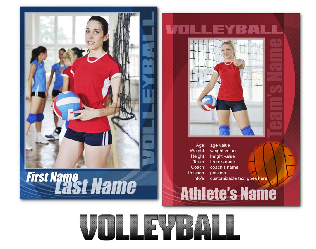 Volleyball impact Cards Templates - Etsy