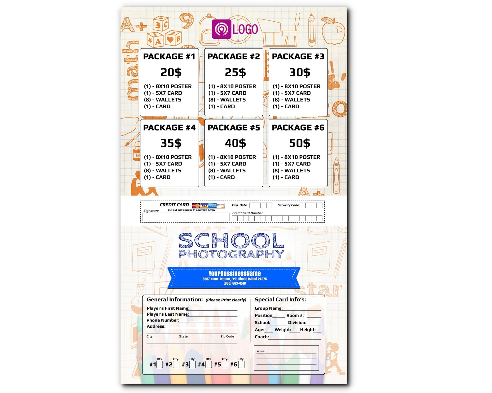 School Order Photos Envelope Templates | Etsy