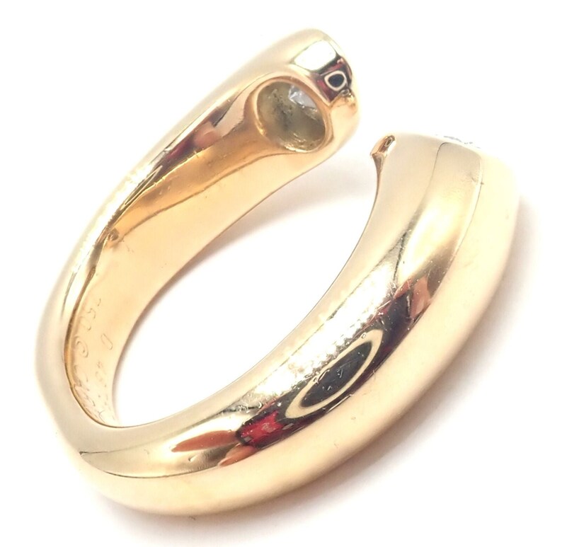Cartier 18k Yellow Gold Diamond Ellipse Deux Tetes Croisees Bypass Band ...