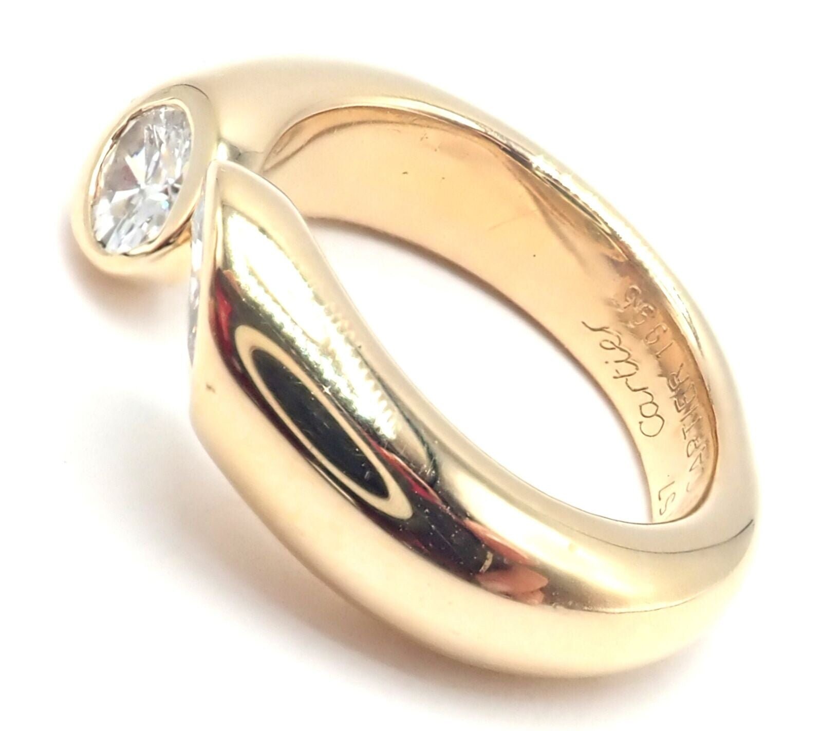 Cartier 18k Yellow Gold Diamond Ellipse Deux Tetes Croisees Bypass Band ...