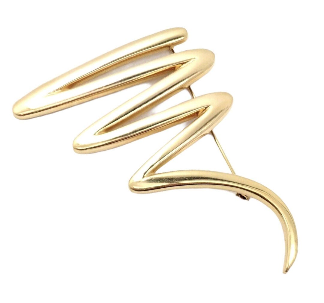 Rare Tiffany & Co 18k Yellow Gold Picasso Large Squiggle Zig Zag Pin ...