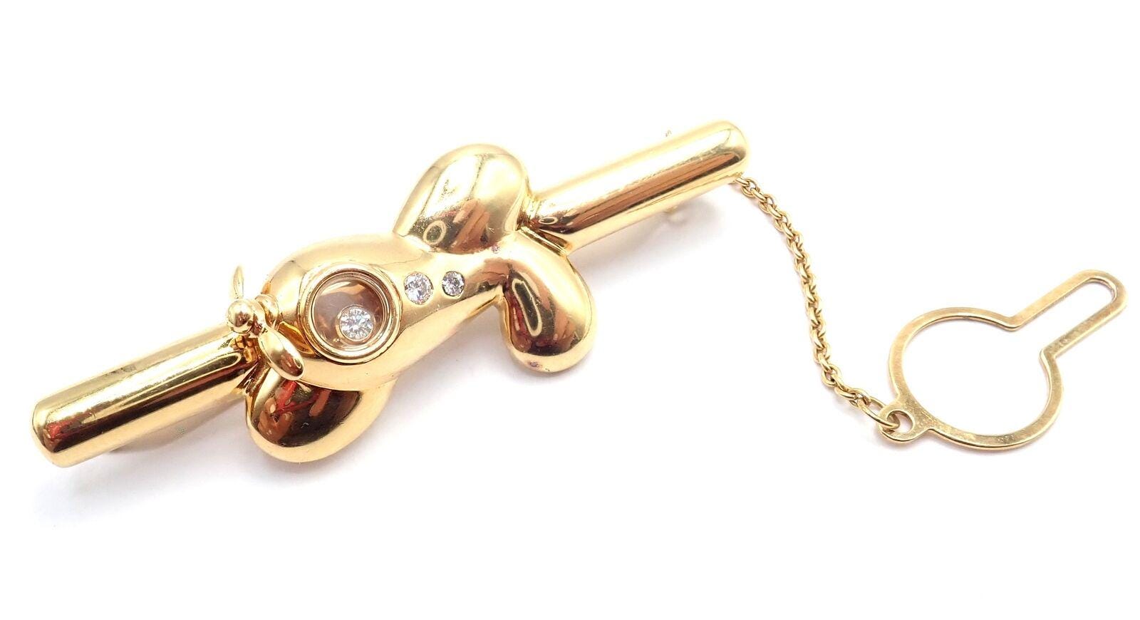 Authentic! Vintage Chopard 18k Yellow Gold Happy Diamond Airplane Tie ...