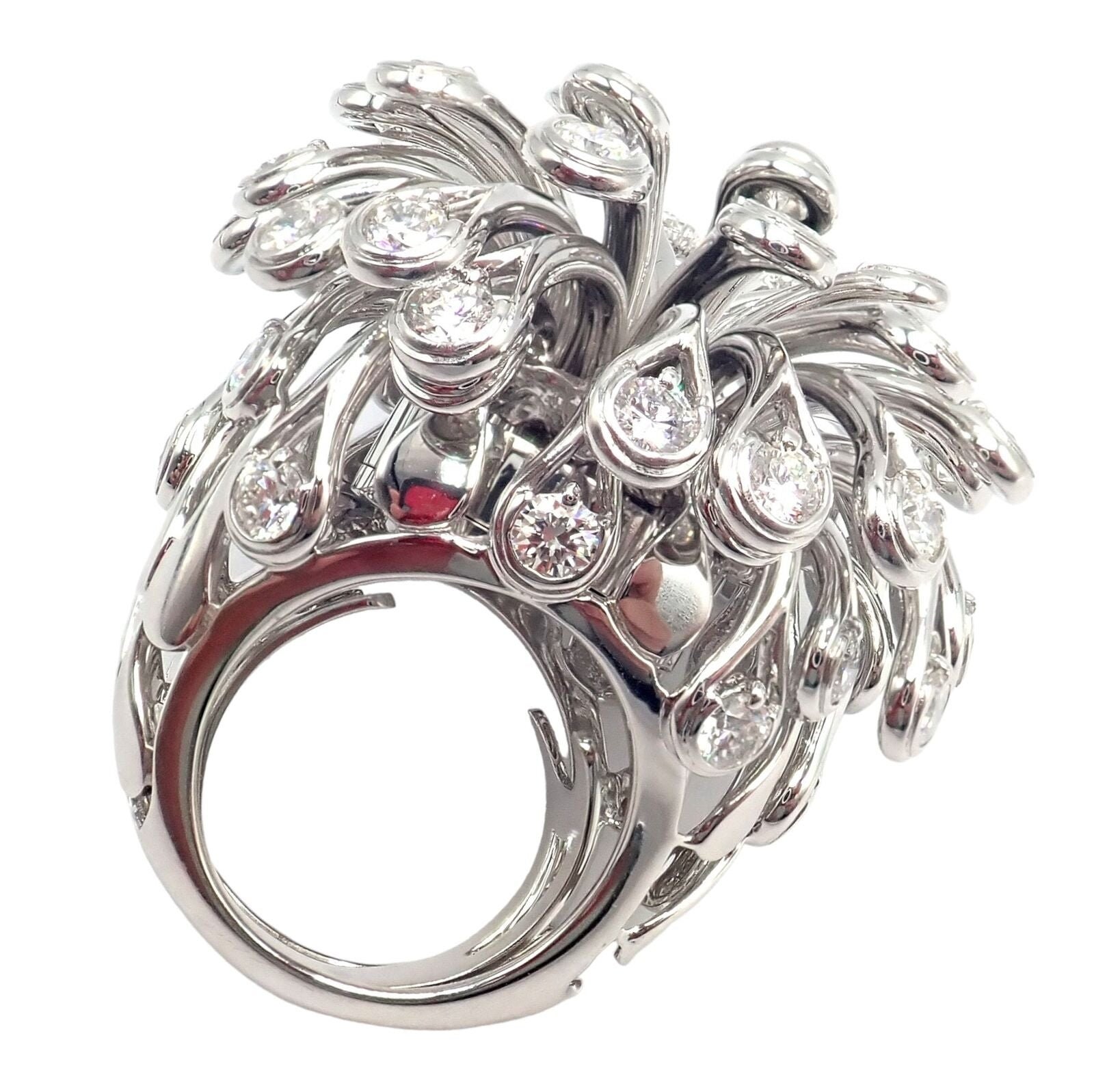 Authentic Christian Dior 18k White Gold 6.5ct Diamond Large Flower Ring ...