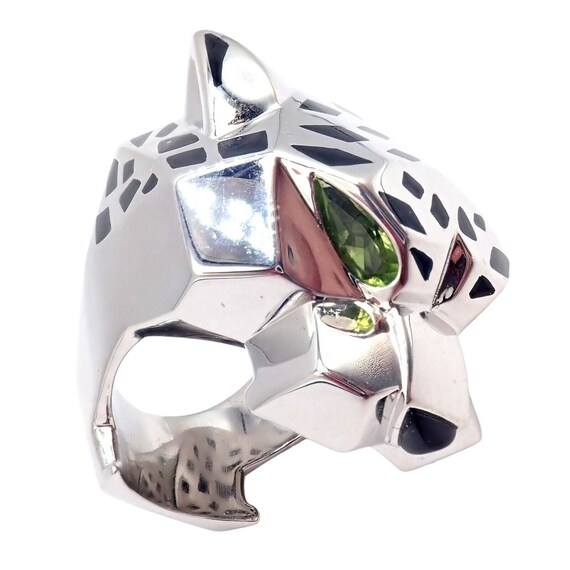 Cartier Panther Panthere 18k WeiBgold Peridot Onyx Lack GroBer Ring Cert Etsy