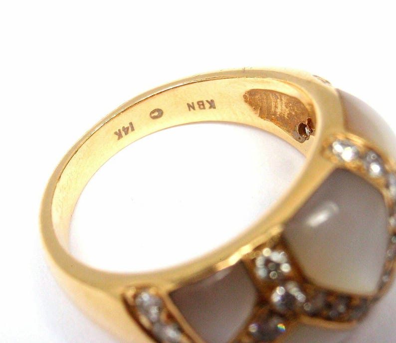 Kabana 14k Yellow Gold Mother of Pearl 0.30ctw Diamond Ring 5.75 - Etsy