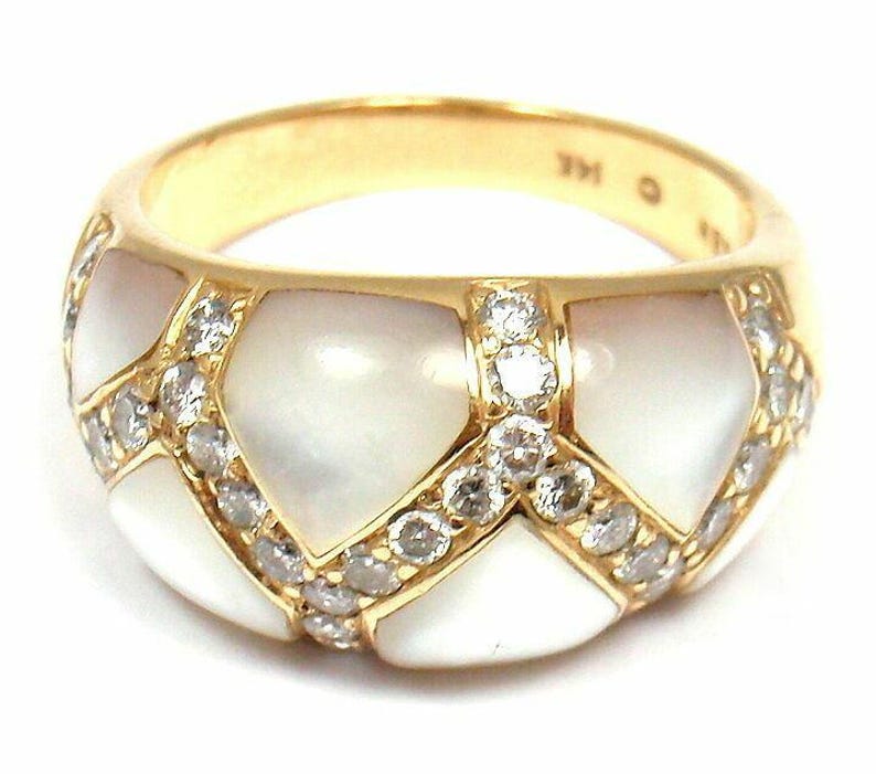 Kabana 14k Yellow Gold Mother of Pearl 0.30ctw Diamond Ring 5.75 - Etsy