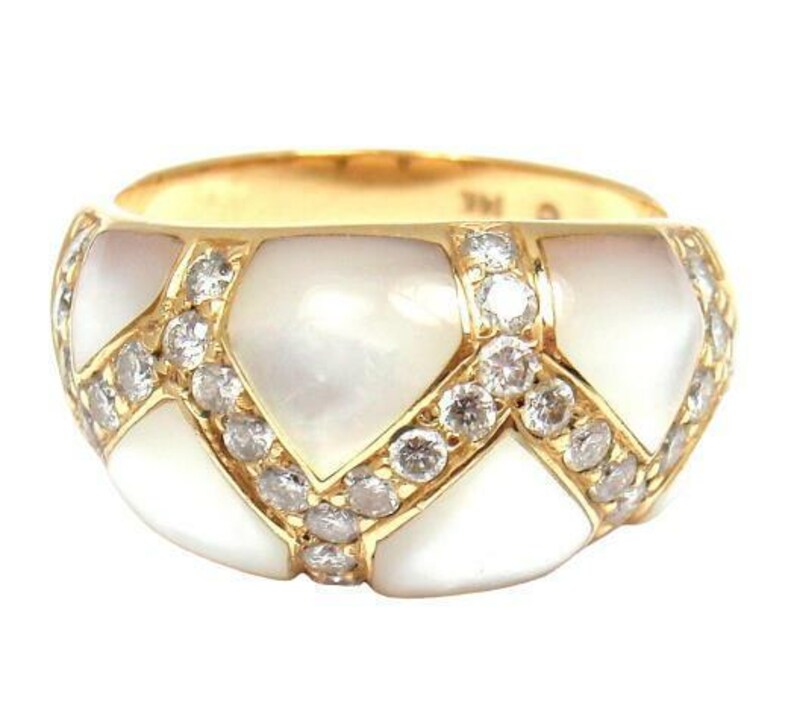 Kabana 14k Yellow Gold Mother of Pearl 0.30ctw Diamond Ring 5.75 - Etsy
