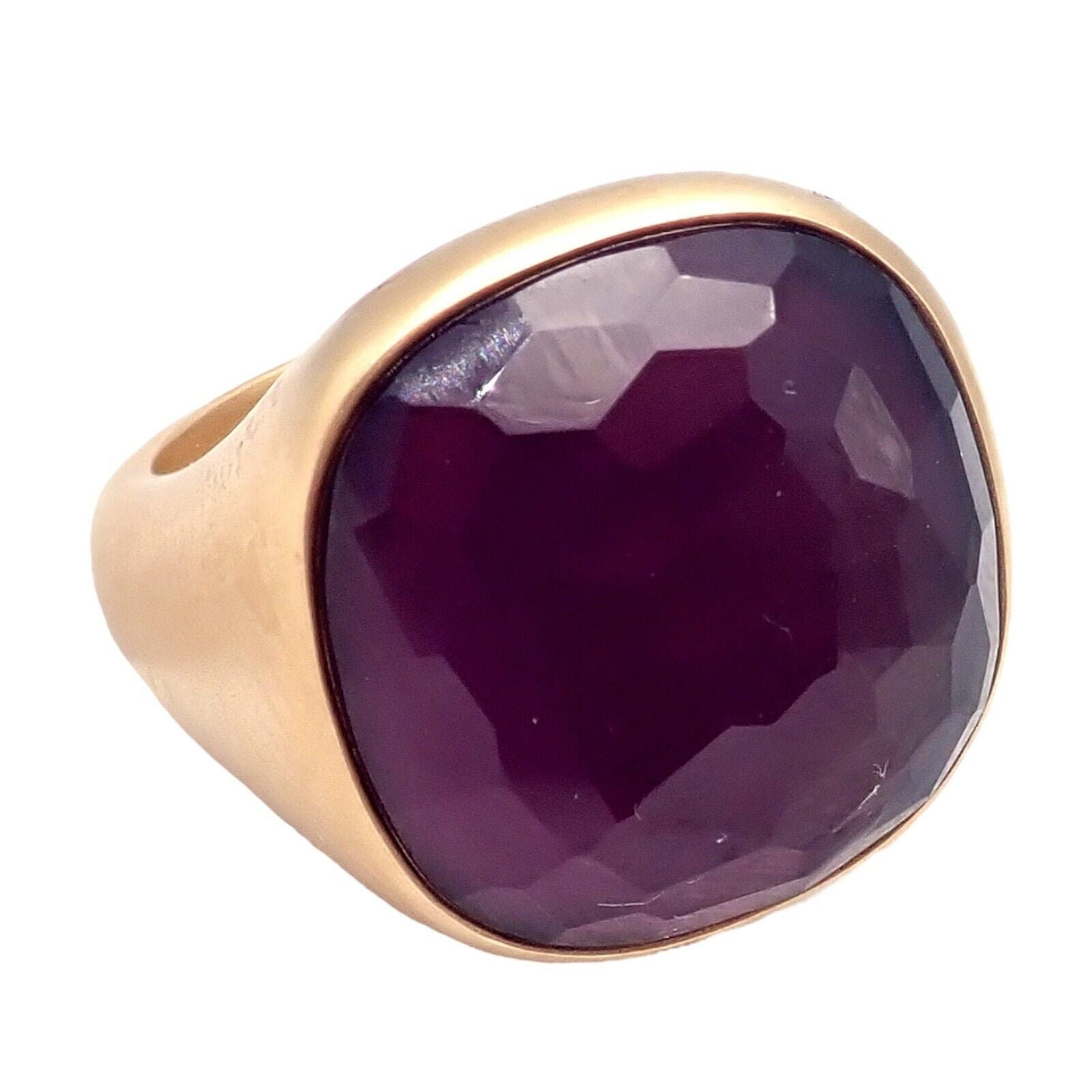 Authentic Pomellato 18k Rose Gold Large Faceted Amethyst Victoria Ring ...