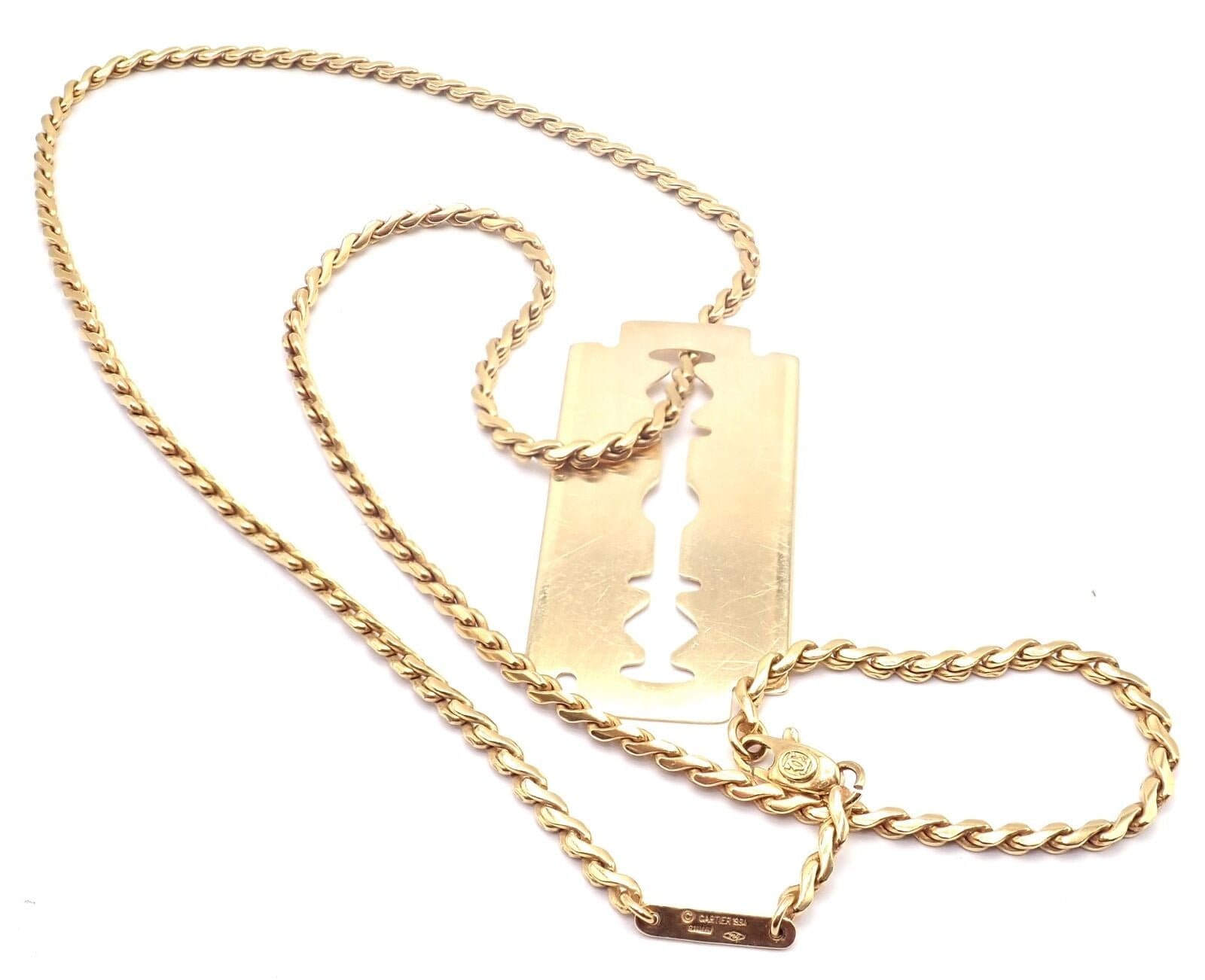 Vintage Dinh Van Cartier 18k Yellow Gold Razor Blade Pendant Chain ...