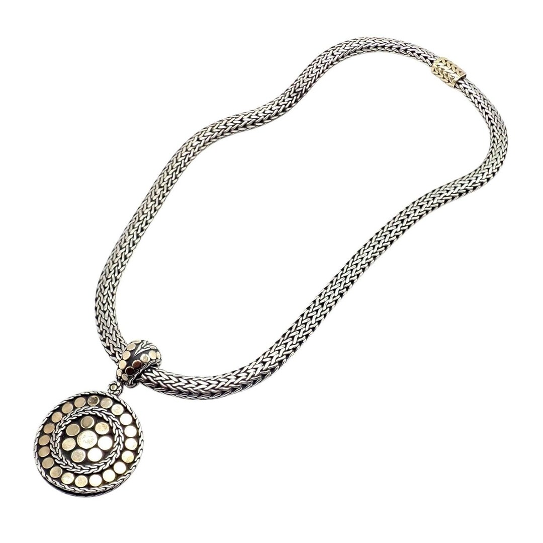 Authentic! John Hardy JH 18k Yellow Gold Silver Dot Pendant and ...