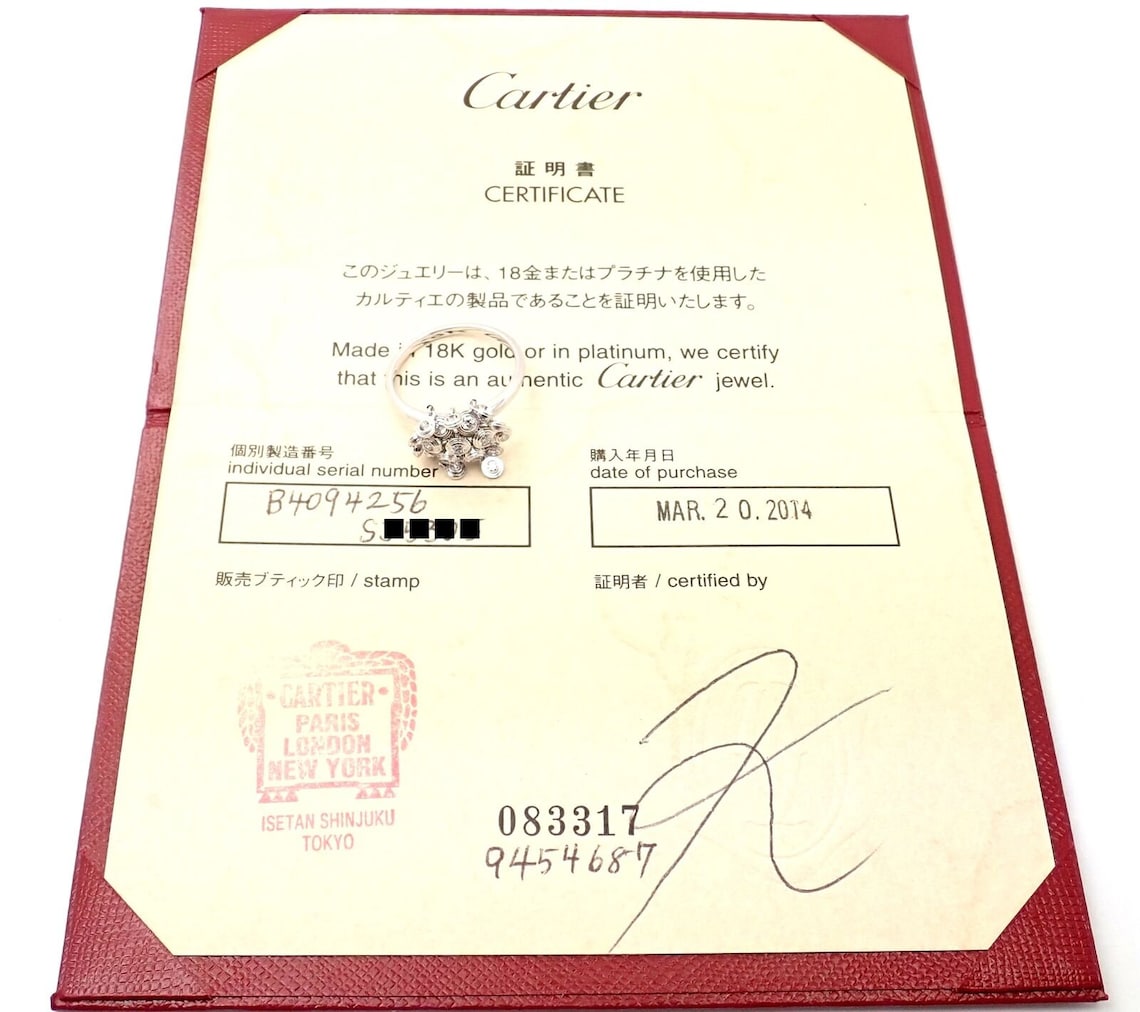 Authentic Cartier Diamond 18k White Gold Diamond Diamant Leger De Ring ...