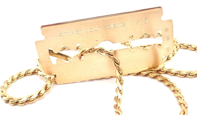 Vintage Dinh Van Cartier 18k Yellow Gold Razor Blade Pendant Chain ...