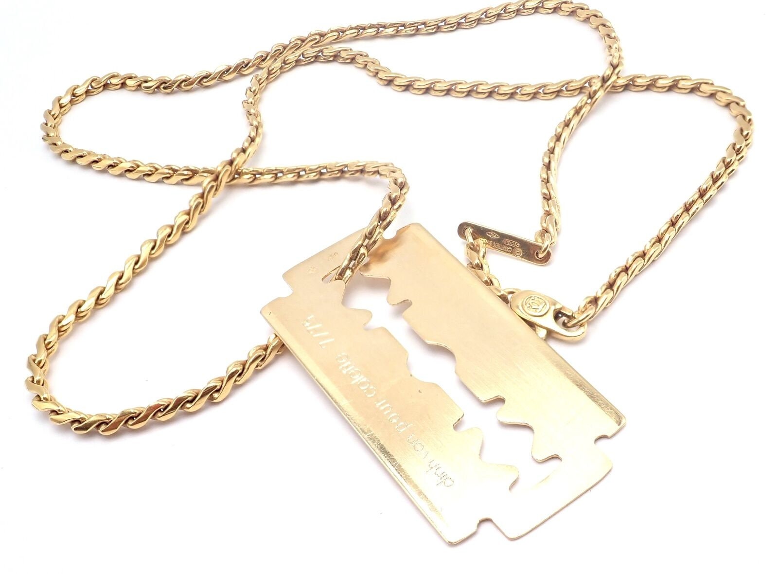 Vintage Dinh Van Cartier 18k Yellow Gold Razor Blade Pendant Chain ...