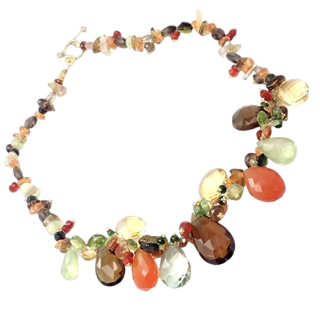 Rare Laura Gibson 22k Yellow Gold Briolette Onyx Spessartite Bead Candy ...