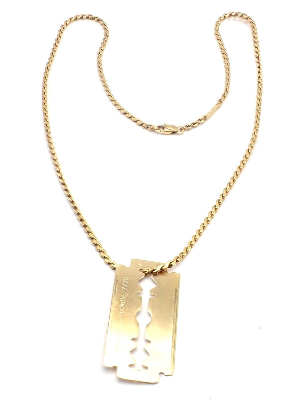 Vintage Dinh Van Cartier 18k Yellow Gold Razor Blade Pendant Chain ...