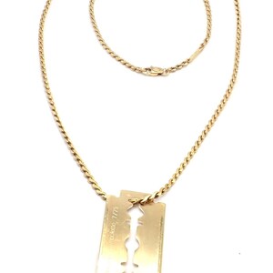 Vintage Dinh Van Cartier 18k Yellow Gold Razor Blade Pendant Chain ...
