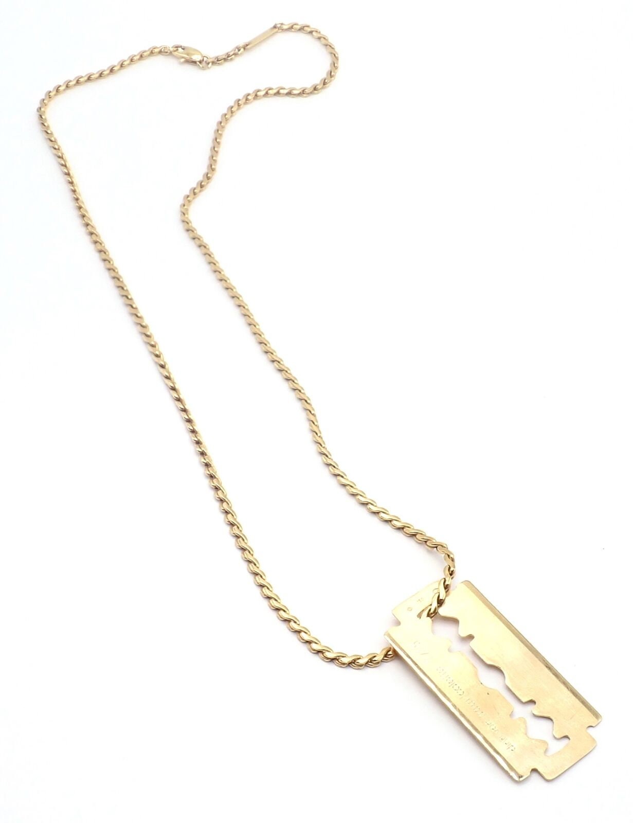 Vintage Dinh Van Cartier 18k Yellow Gold Razor Blade Pendant Chain ...