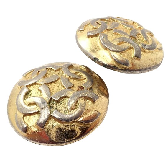Rare! Vintage Chanel Paris France CC Logos Button Ear… - Gem