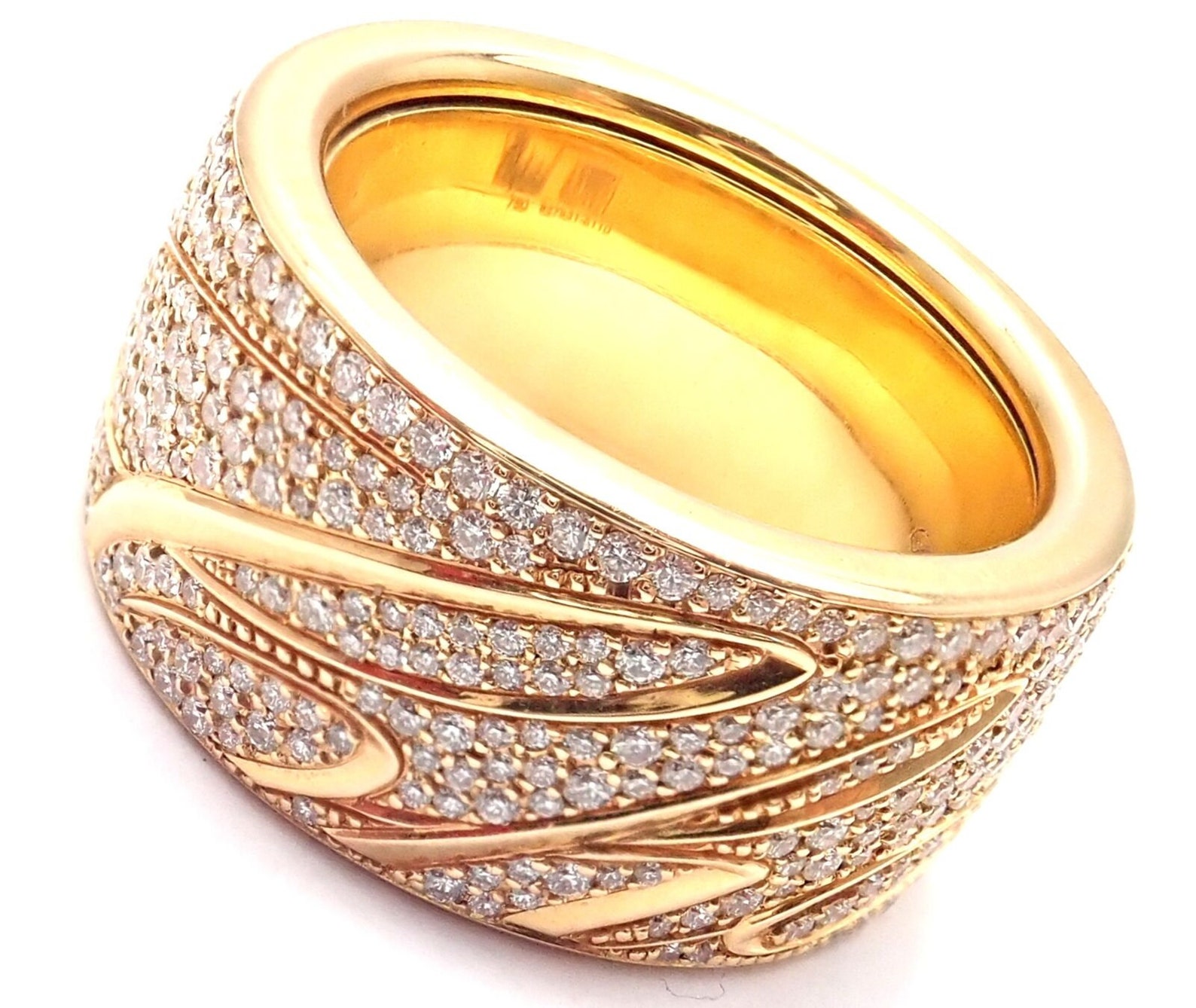 Chopard Chopardissimo 18k Yellow Gold Pave Diamond Signature Band Ring ...