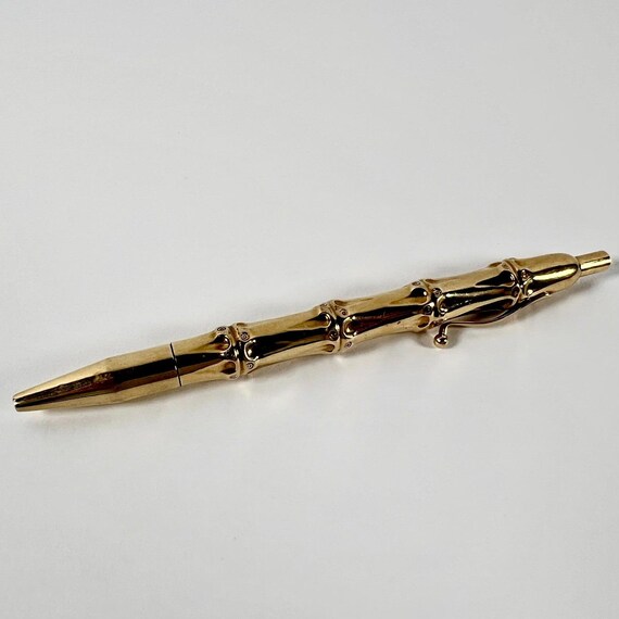Vintage 1940's Louis Tamis Bamboo Pen 14K Solid Yello… - Gem